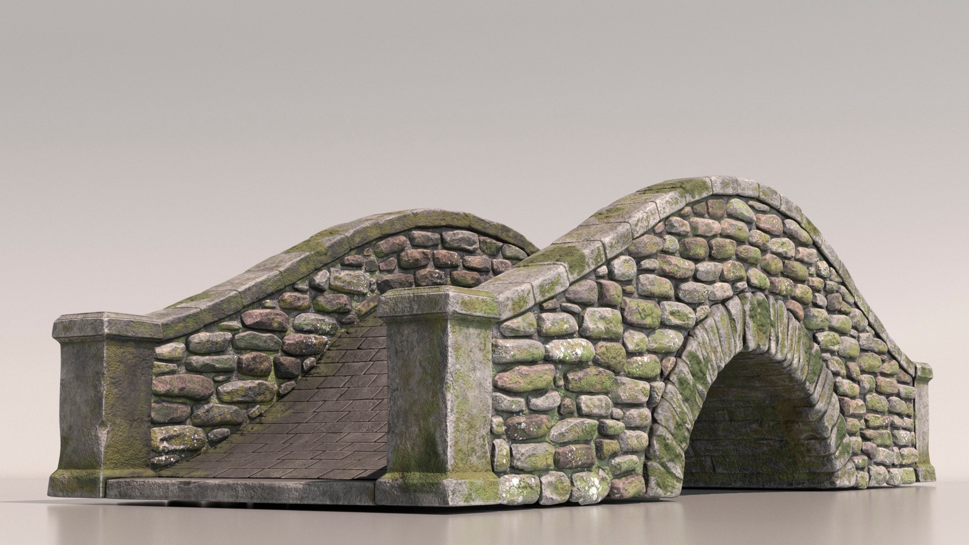 3D Stone Arch Bridge Covered With Moss - TurboSquid 2270135