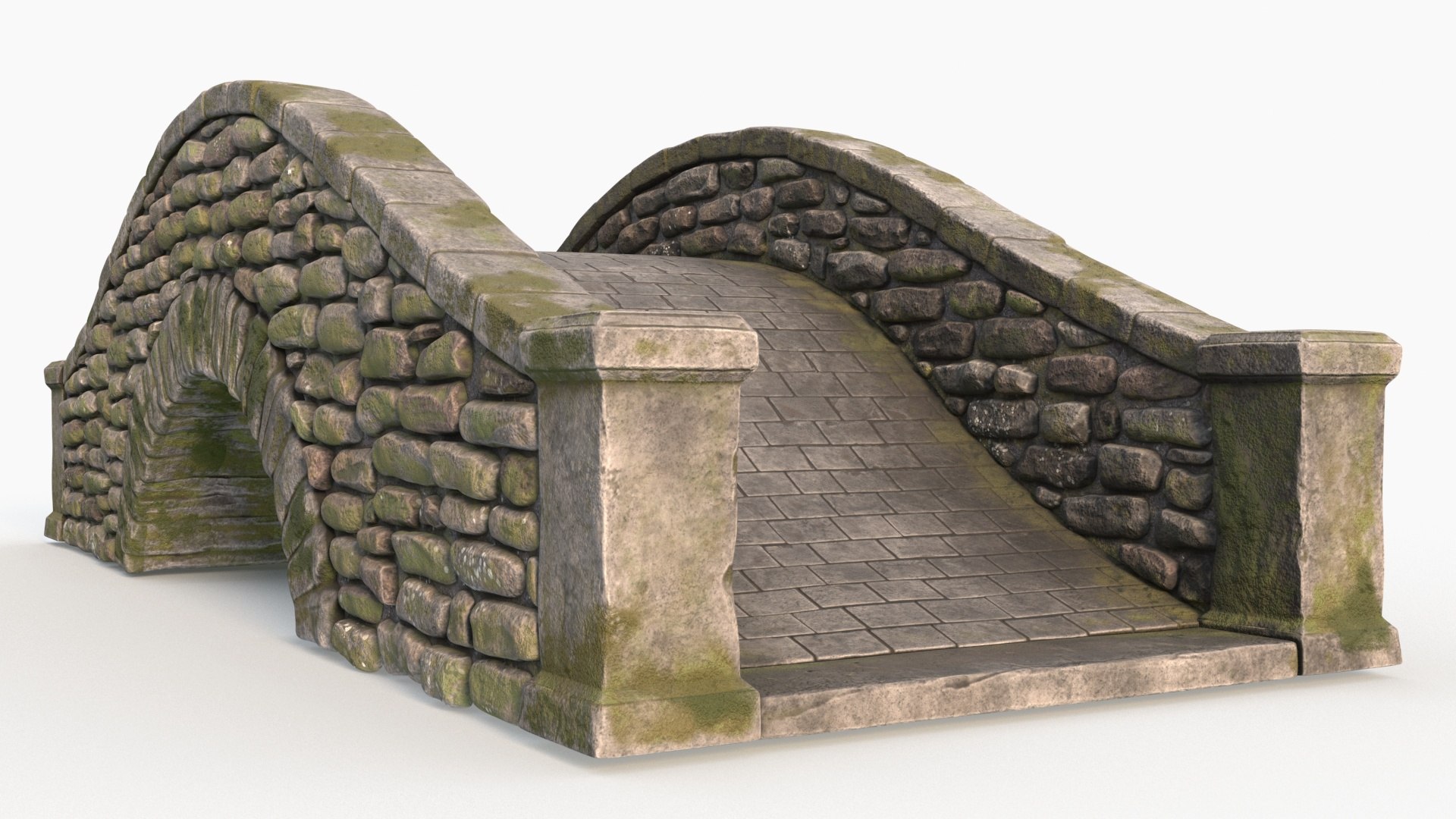 3D Stone Arch Bridge Covered With Moss - TurboSquid 2270135