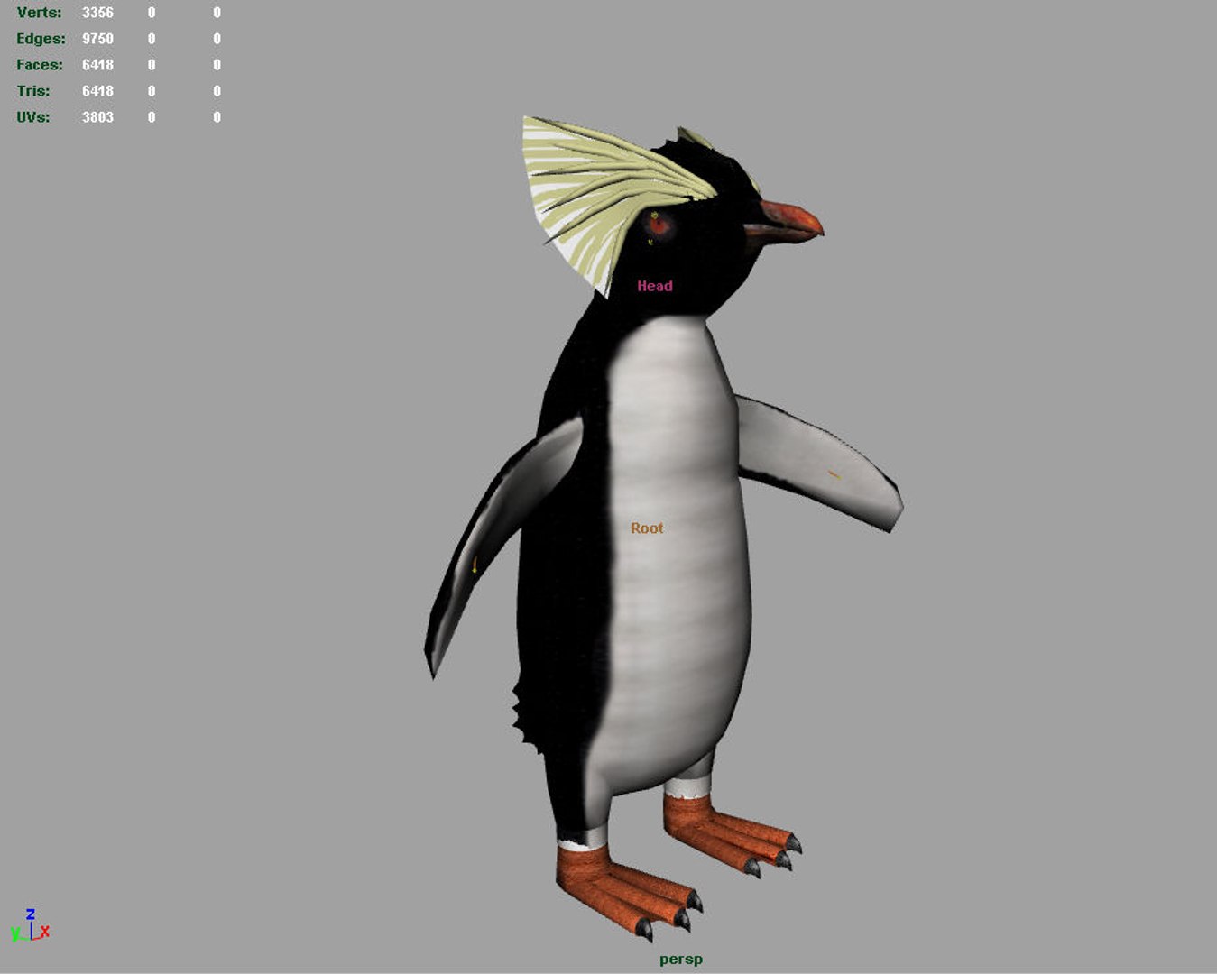 3d model rock hopper penguin