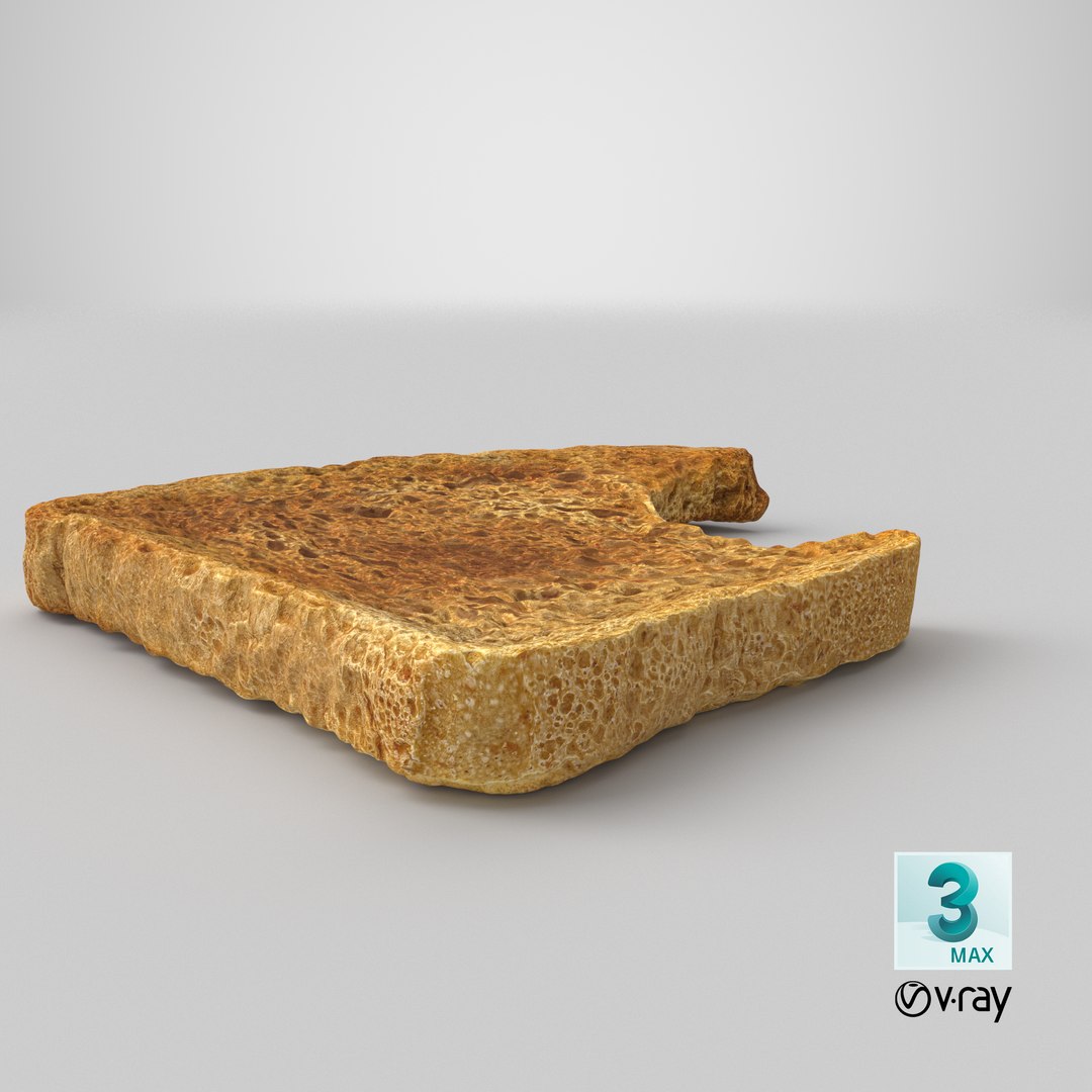 3D Bread Toast White 01 Bitten Model - TurboSquid 2075099