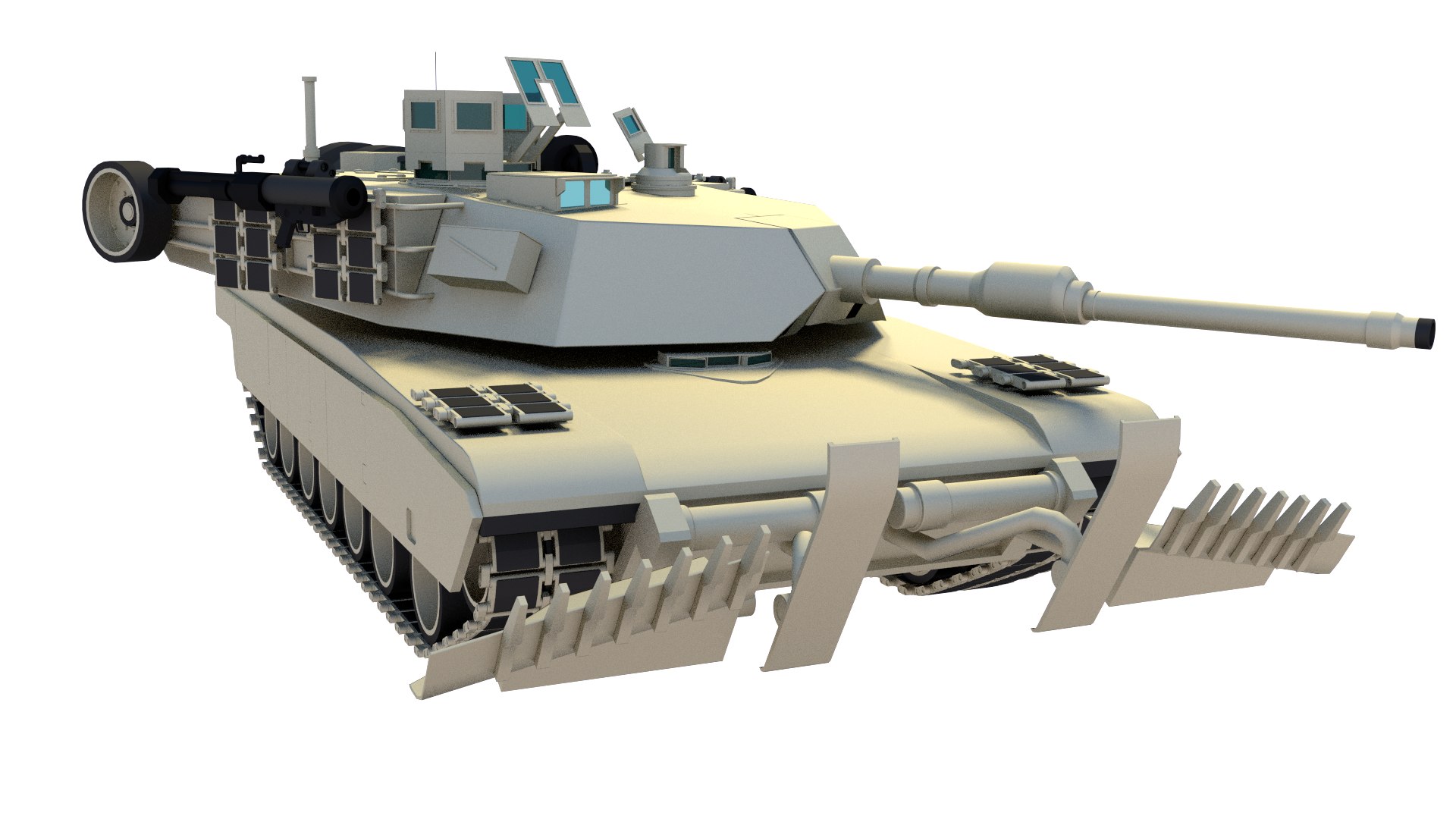 Free M1a1-abrams Battle Tank Plow 3d Model
