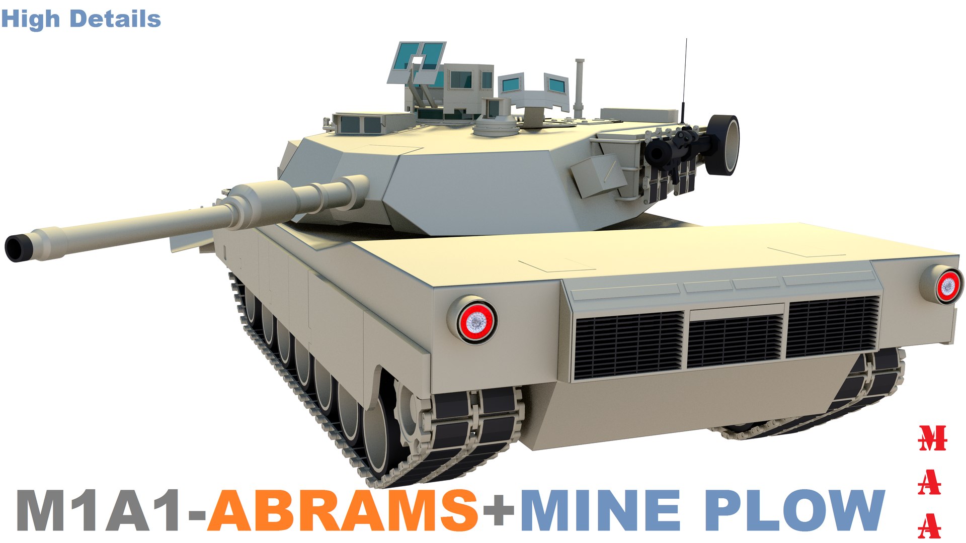 Free M1a1-abrams Battle Tank Plow 3d Model