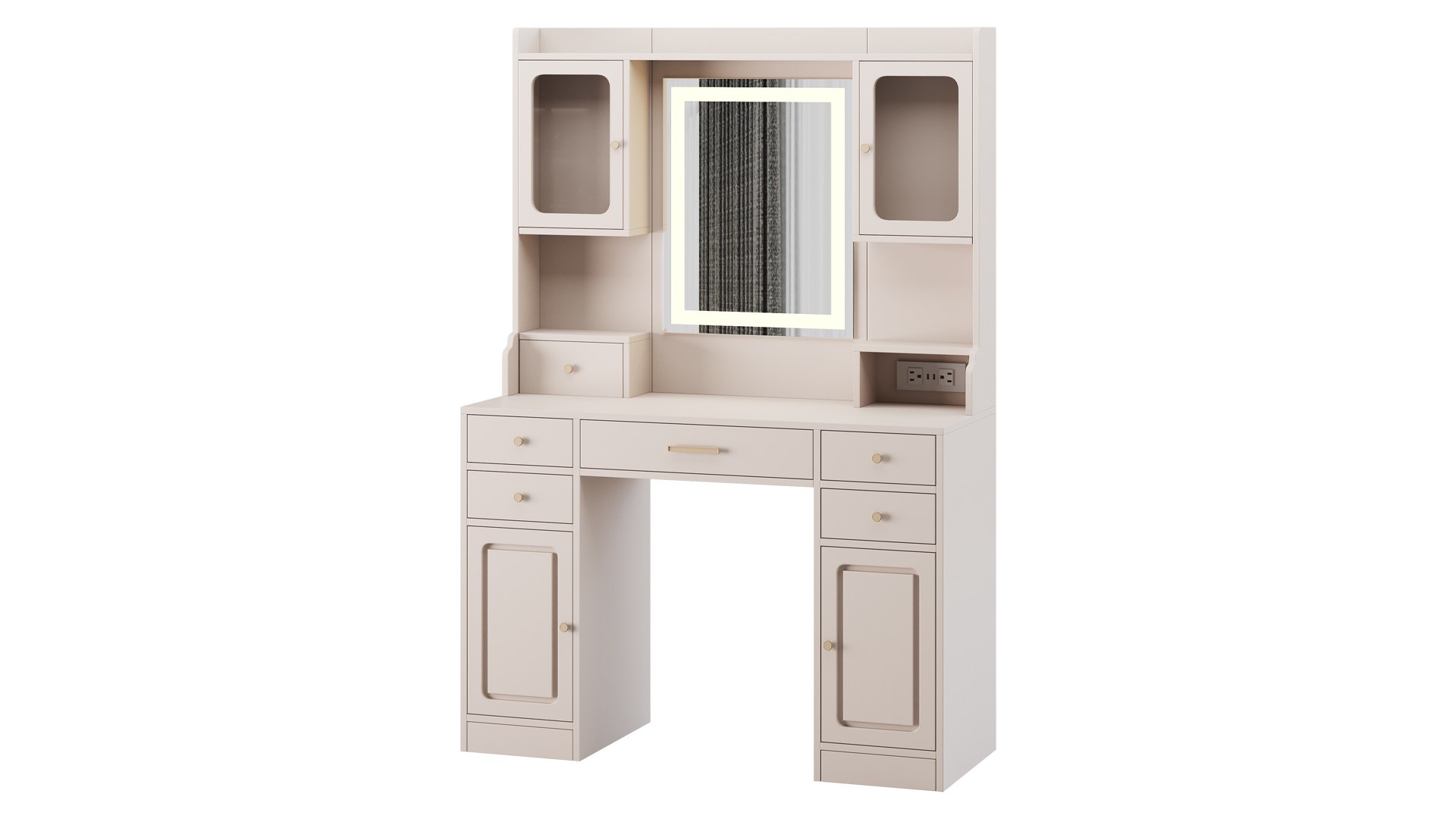 Vanity Desk With LED Lighted Mirror 3D Model - TurboSquid 2358681