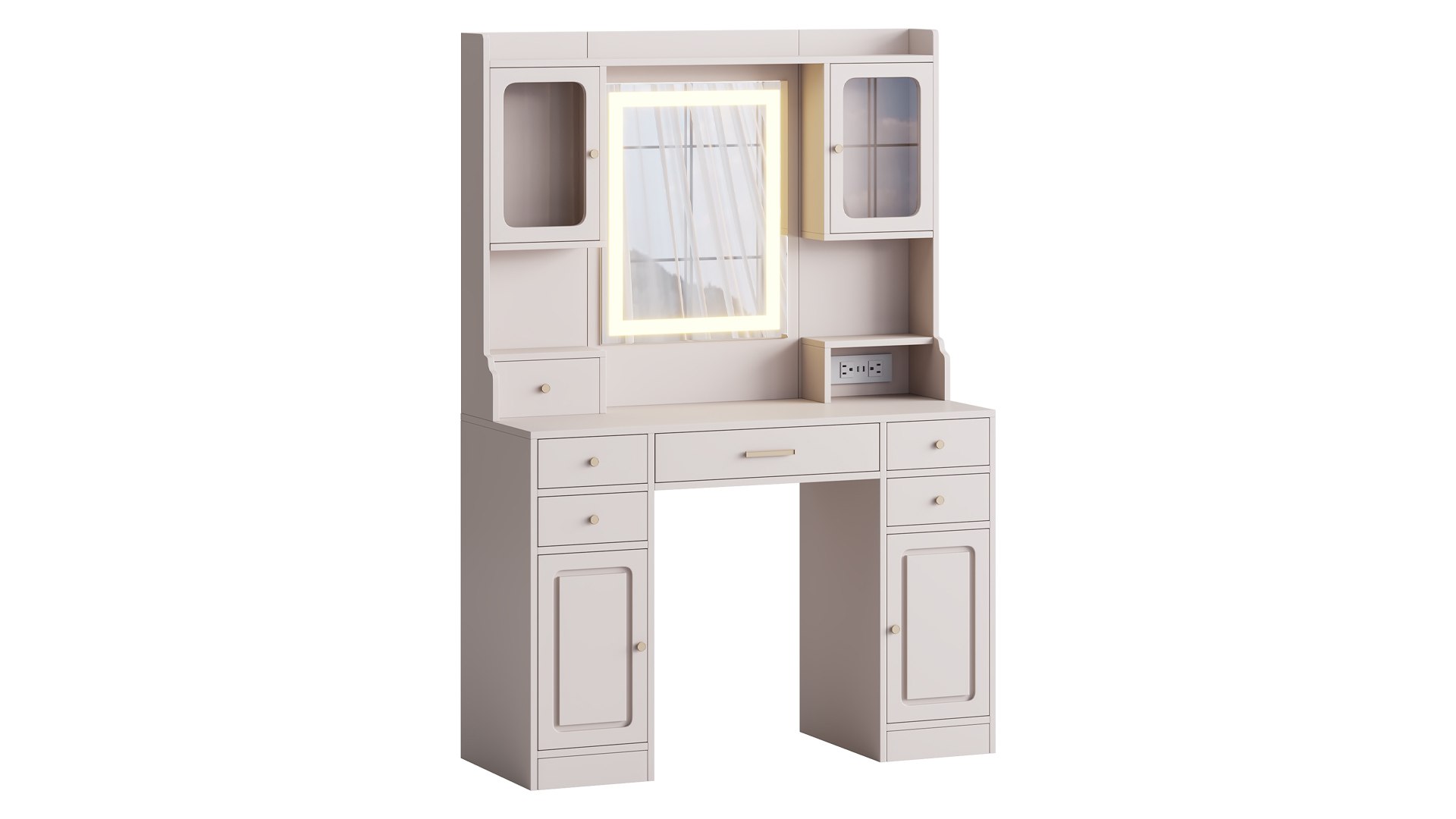 Vanity Desk With LED Lighted Mirror 3D Model - TurboSquid 2358681
