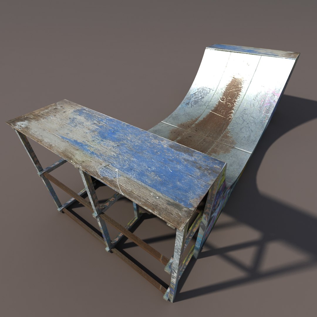 skate pipe modelled obj