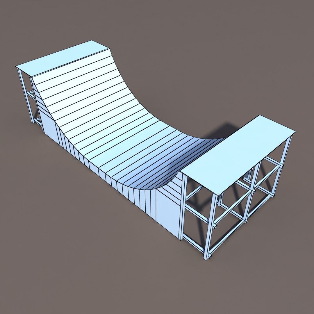 skate pipe modelled obj