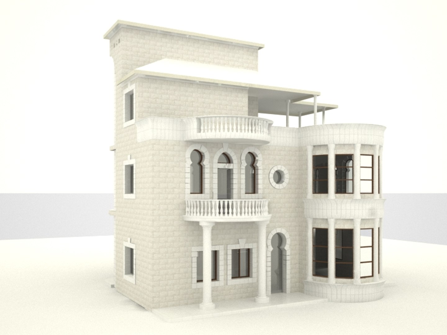 3d House Columns Architectural