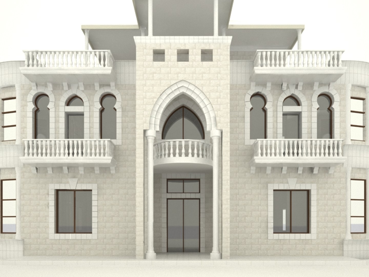 3d House Columns Architectural