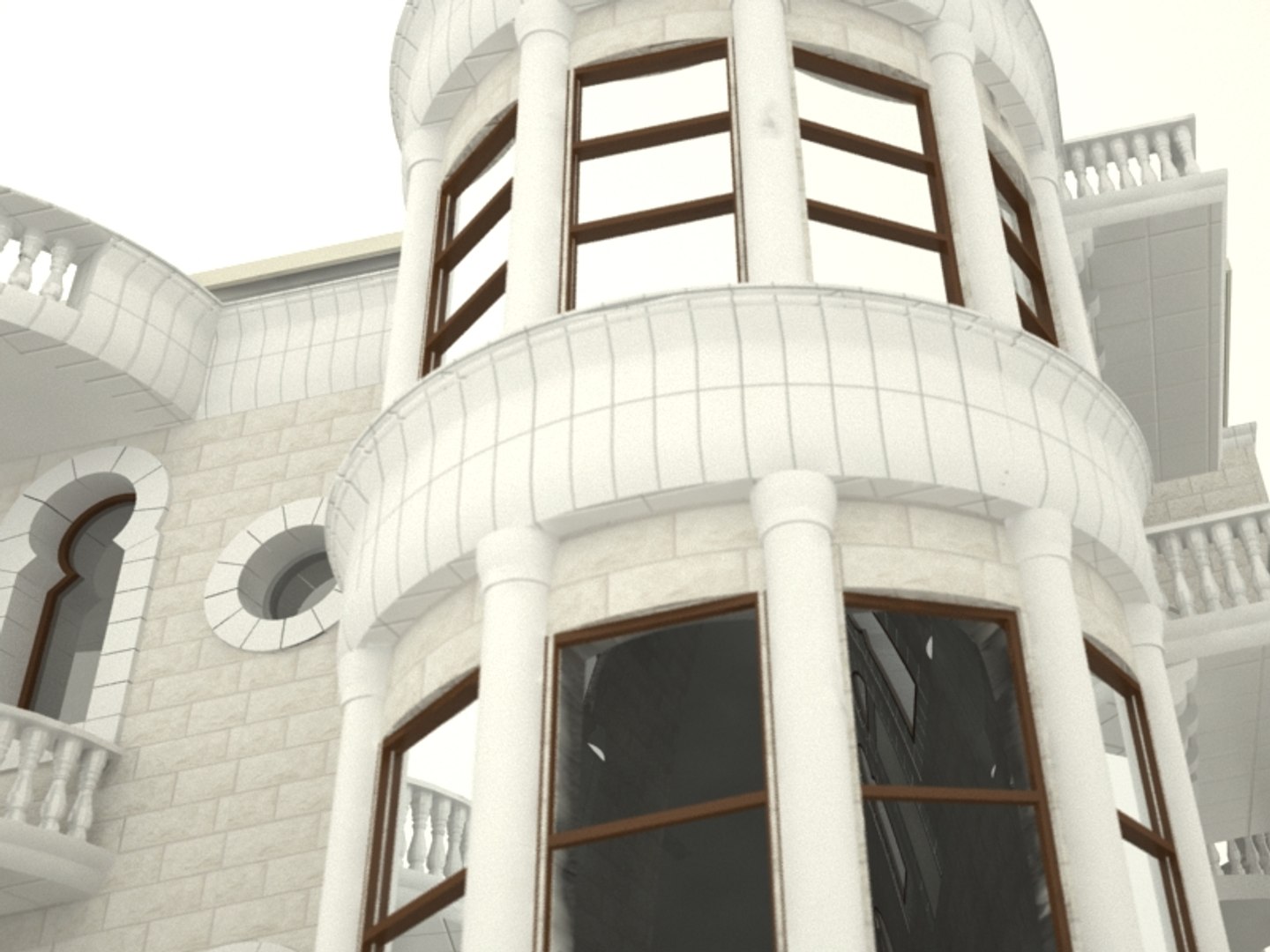 3d House Columns Architectural