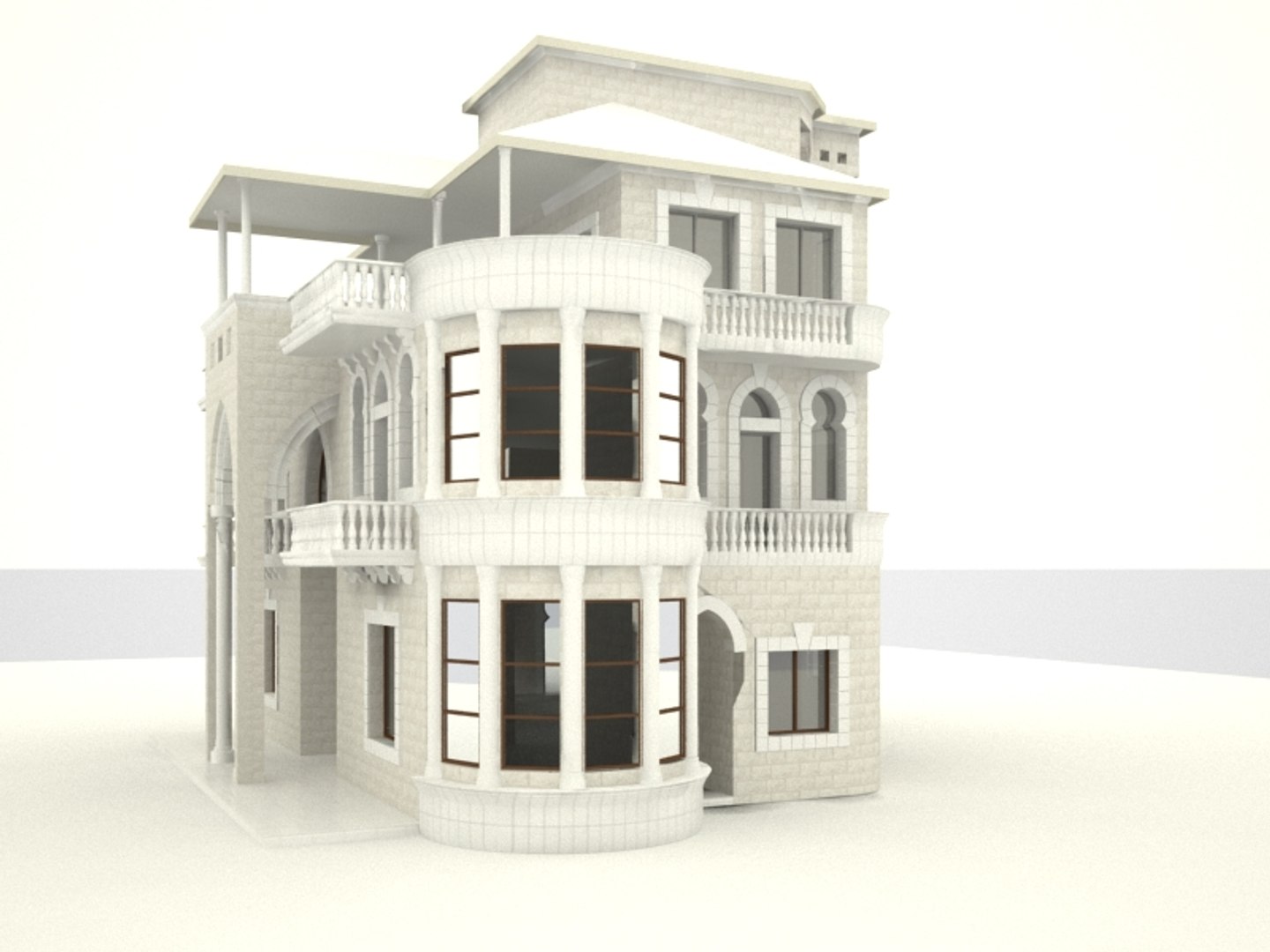 3d House Columns Architectural