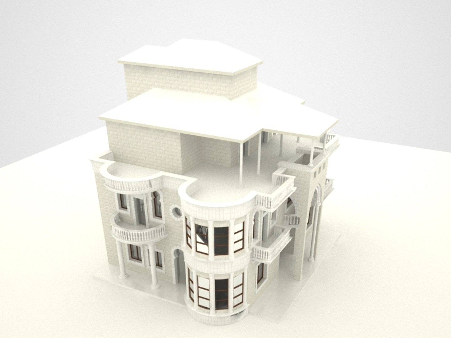 3d House Columns Architectural