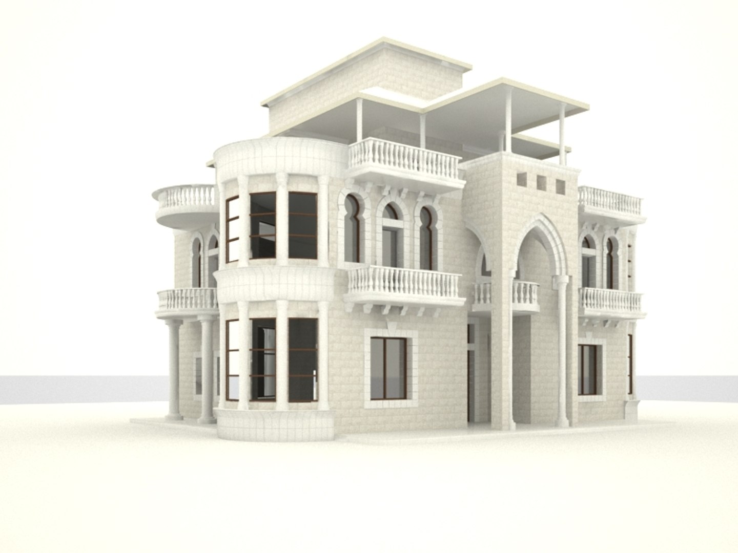 3d House Columns Architectural