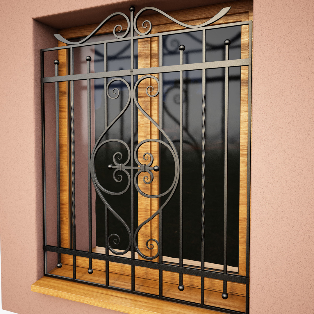 windows security bars 3d model