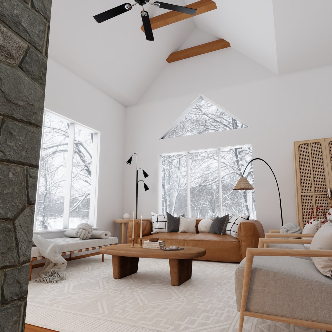 Winter Living Room Blender Scene Model - TurboSquid 2260086