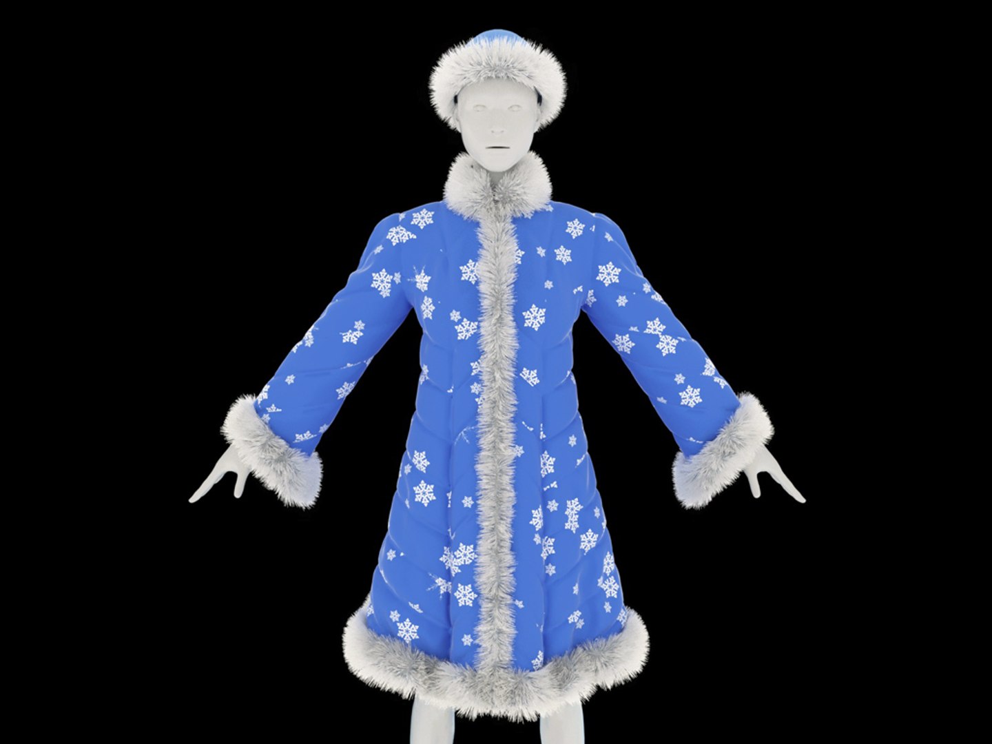 3D Fur Coat Snow Maiden Model - TurboSquid 1350097