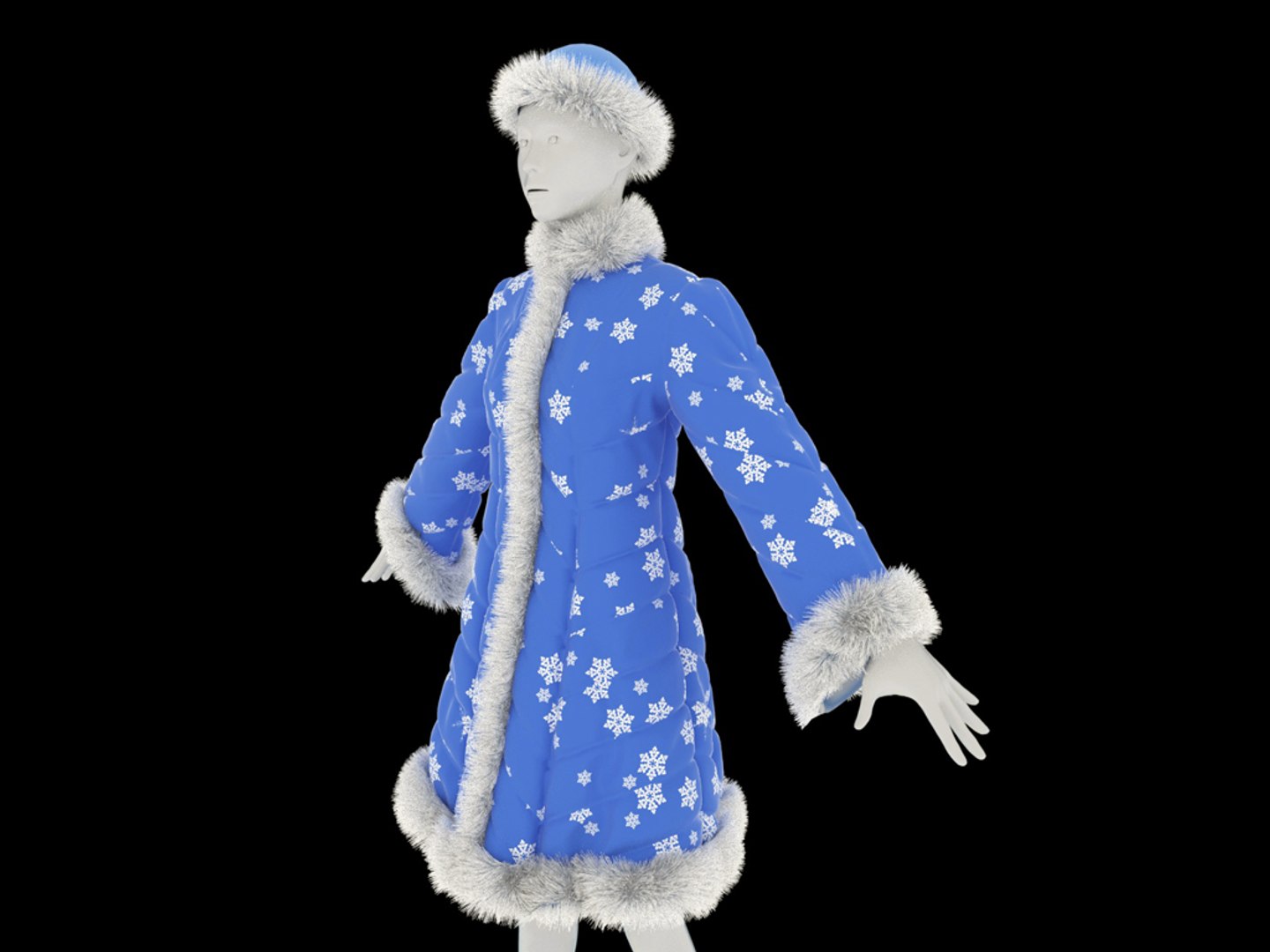 3D Fur Coat Snow Maiden Model - TurboSquid 1350097