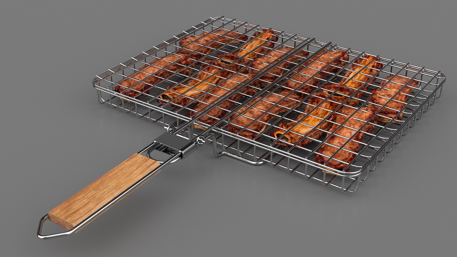 BBQ Handle Grill With Roasted Meat Collection 3D Model - TurboSquid 2298805