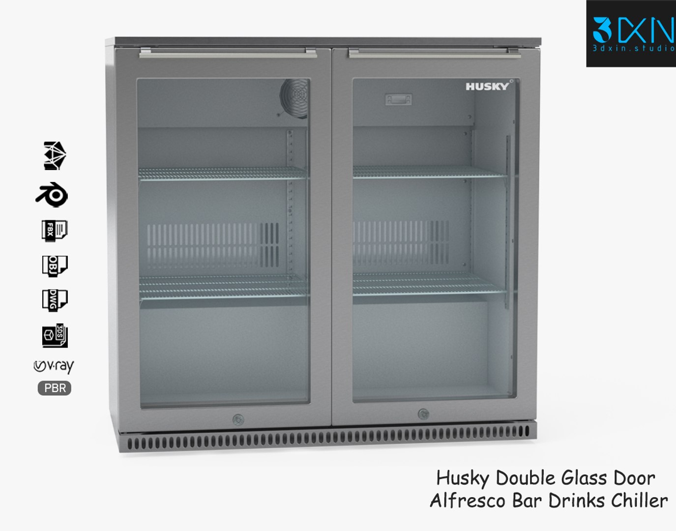 Husky Double Glass Door Alfresco Bar Drinks Chiller 3D Model ...