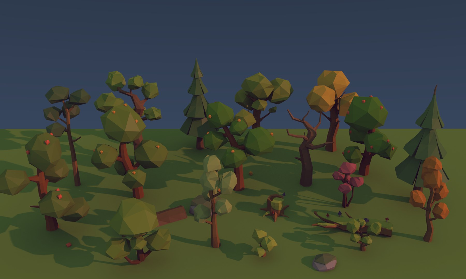 3d Model Environment Trees Bushes
