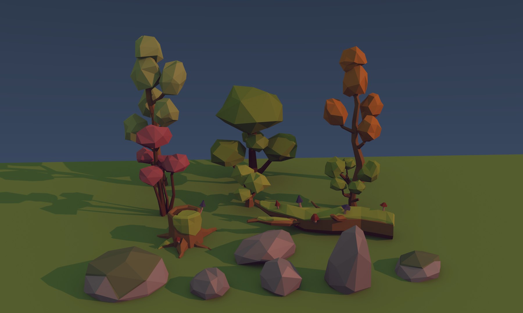 3d Model Environment Trees Bushes
