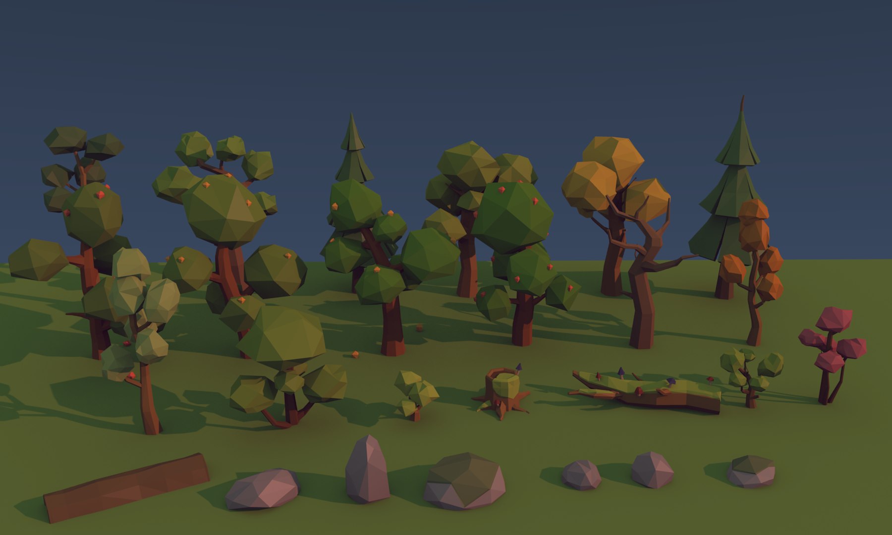 3d Model Environment Trees Bushes