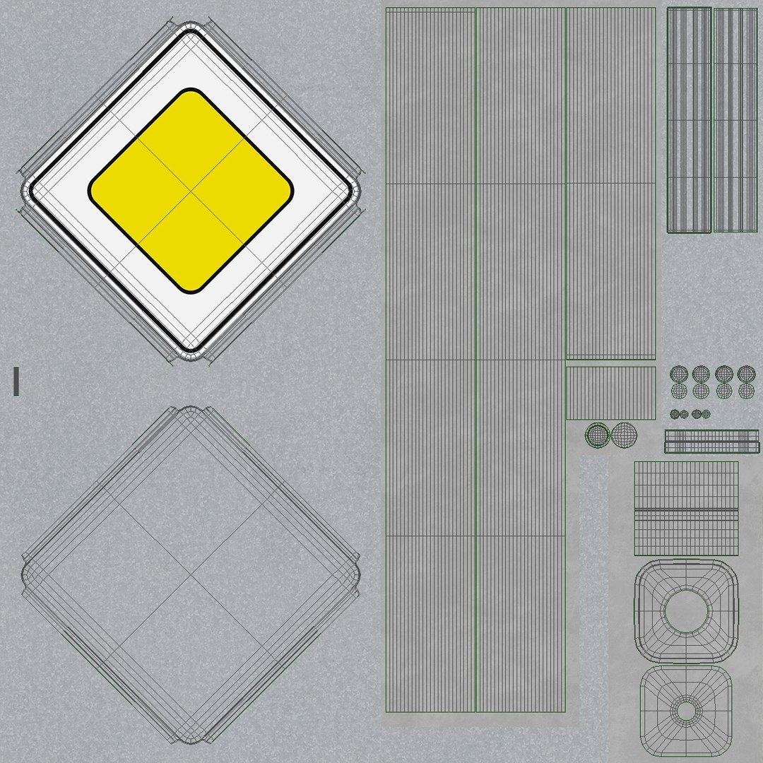 3D Traffic Sign Main Road - TurboSquid 1391817