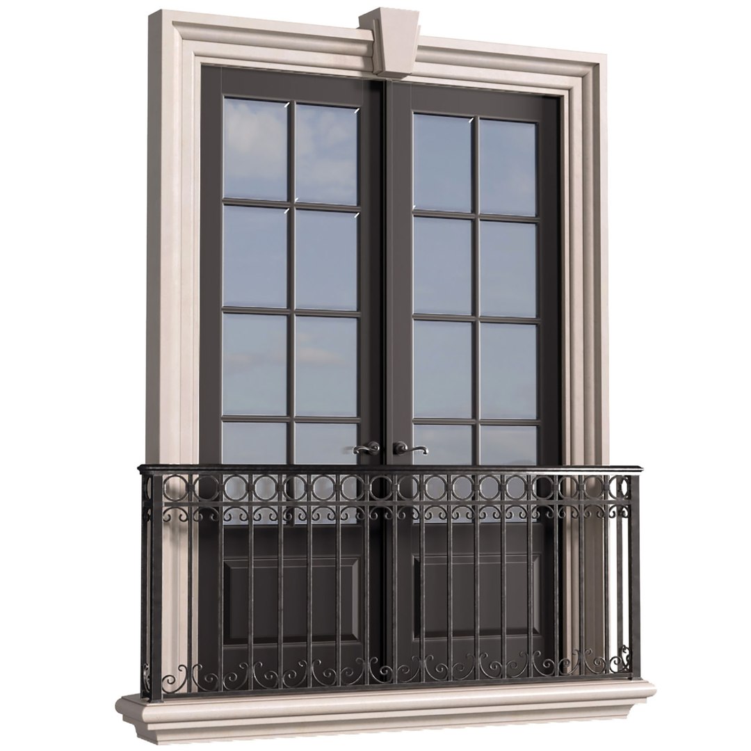 Classical Facade Window With A French Balcony 3D Model - TurboSquid 2076769