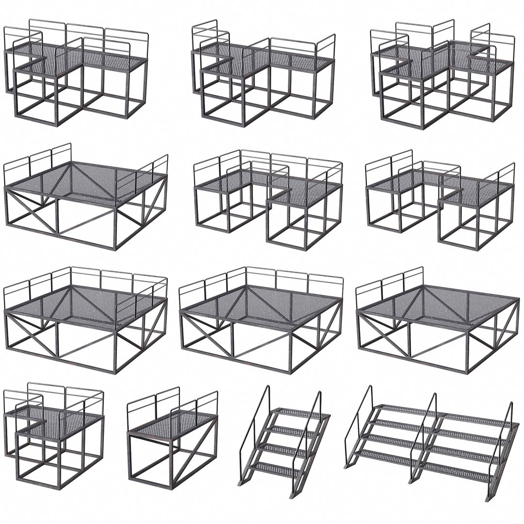 3D Set Of 13 Modular Military Platforms - TurboSquid 1990321