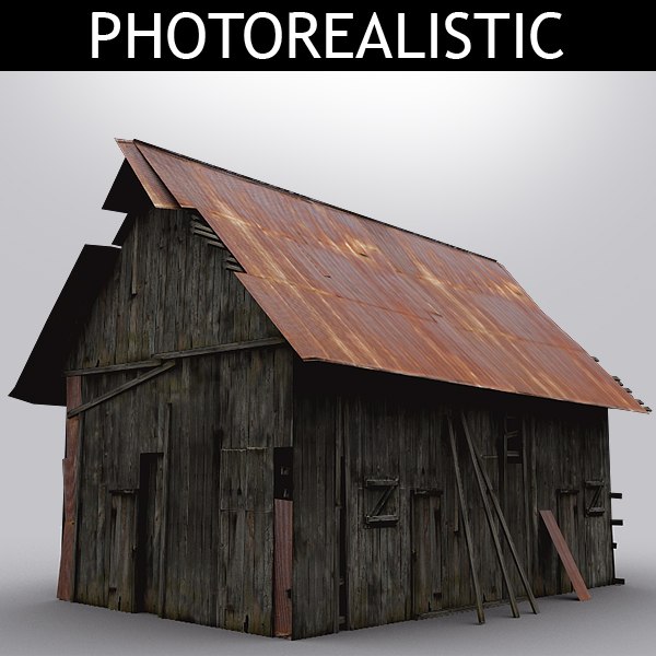 photorealistic old barn photo realistic 3d model