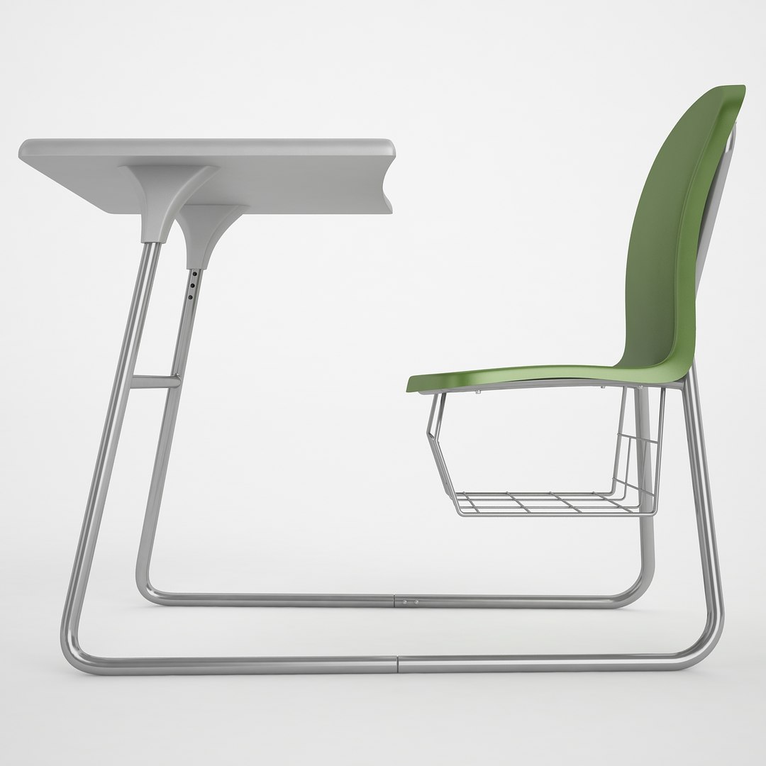 3d model student desk 01