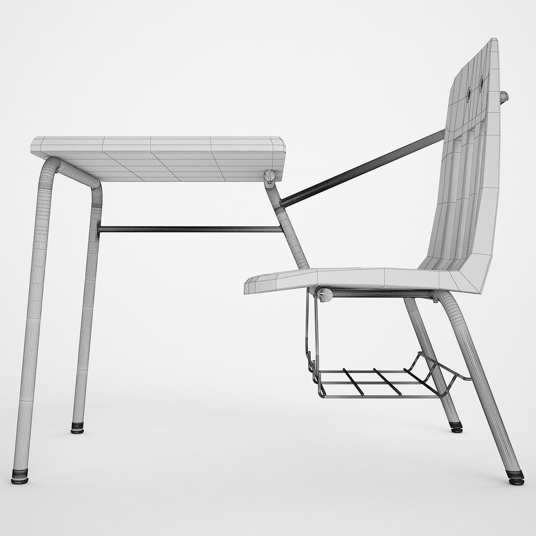 3d model student desk 01