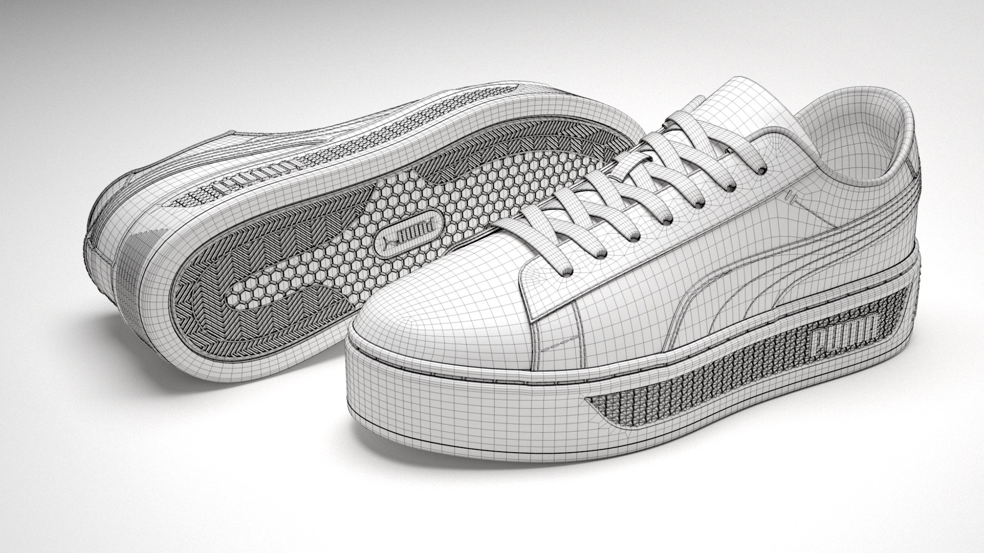 Puma Smash 3 Platform Black Leather Sneakers 3D Model - TurboSquid 2258062