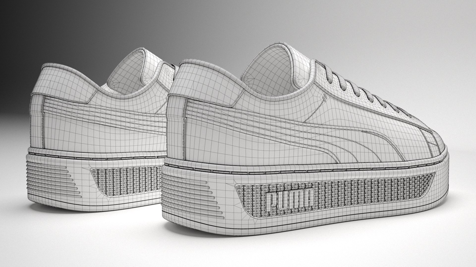 Puma Smash 3 Platform Black Leather Sneakers 3D Model - TurboSquid 2258062