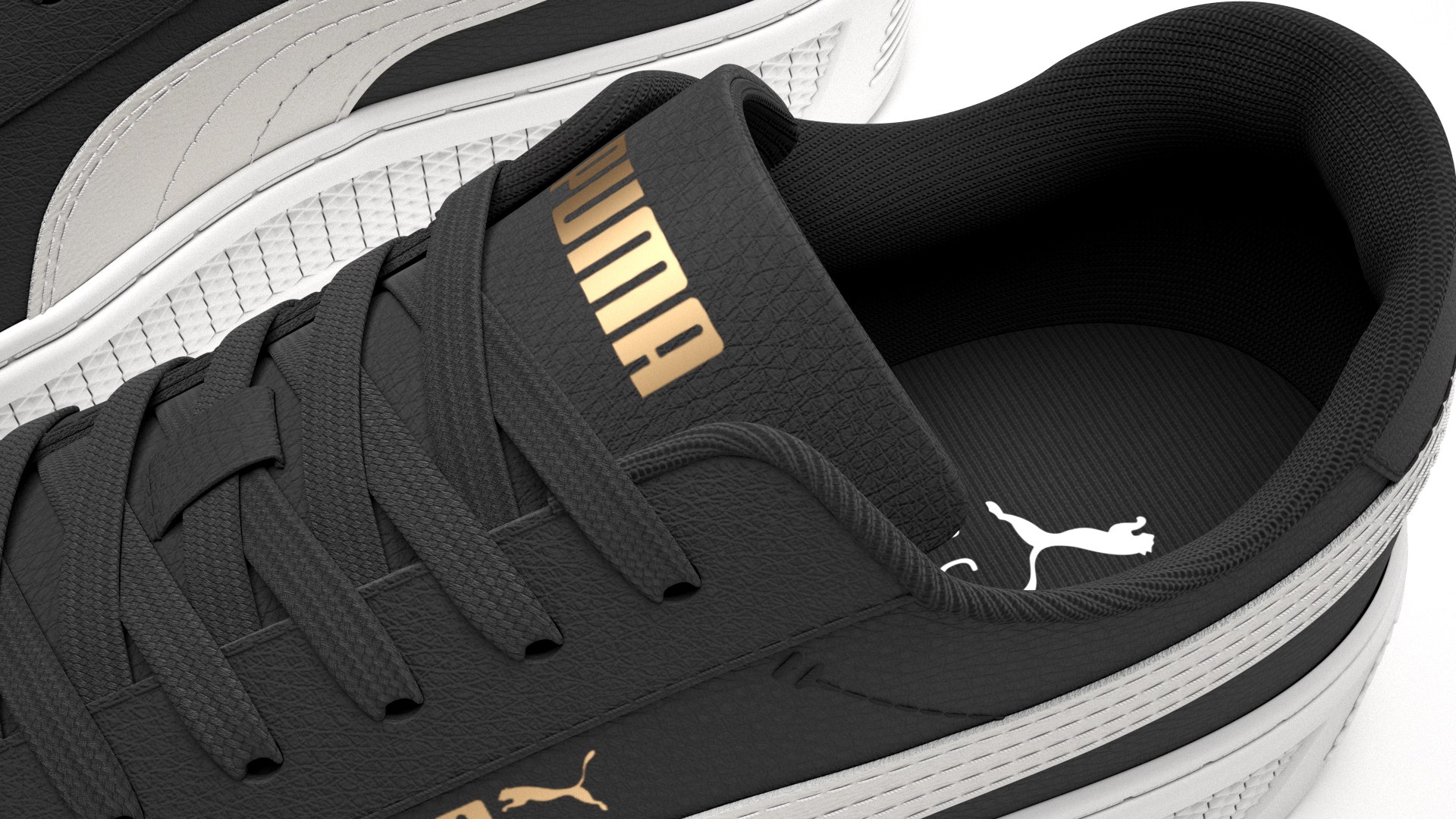 Puma Smash 3 Platform Black Leather Sneakers 3D Model - TurboSquid 2258062