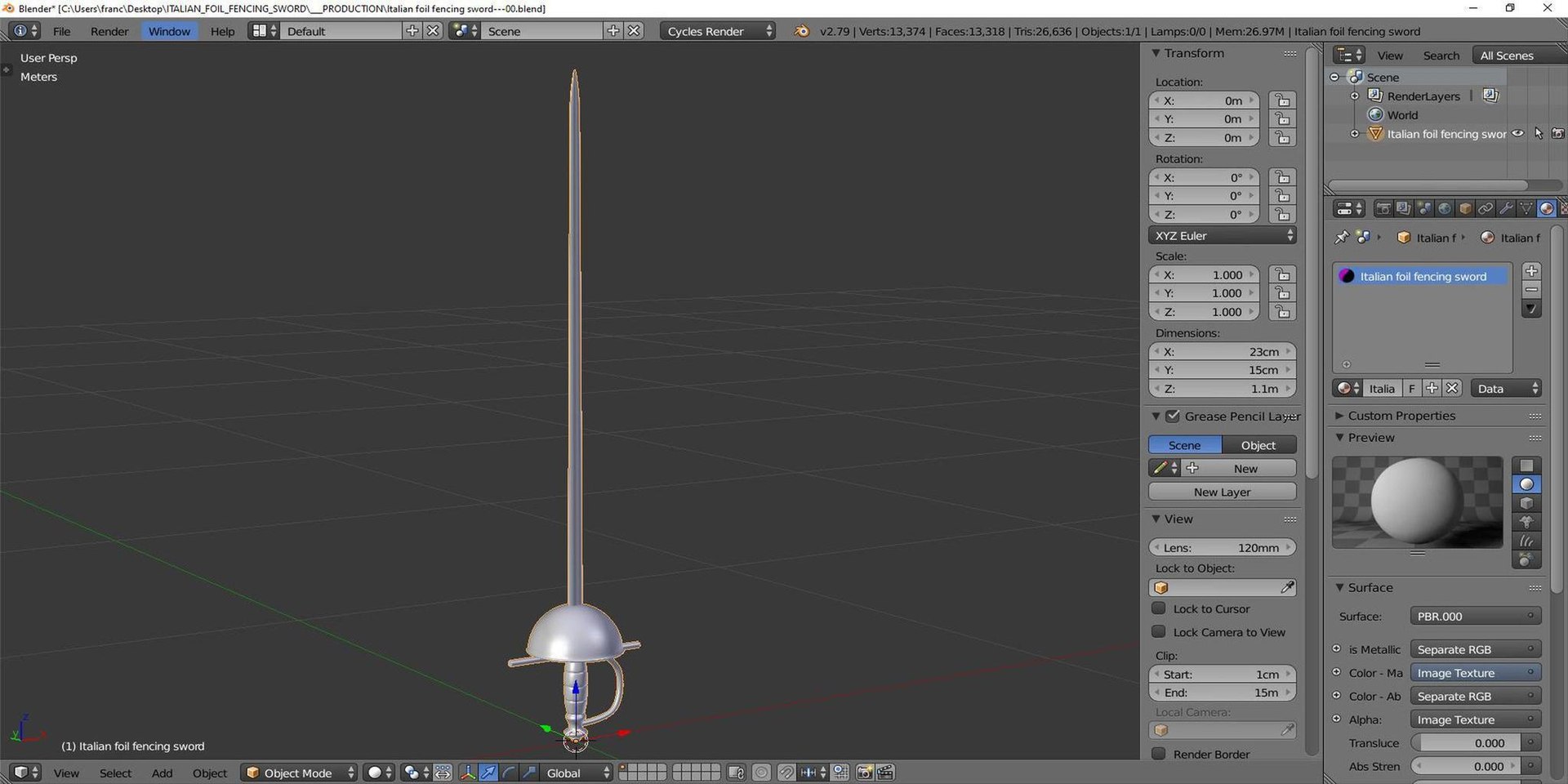 3d Italian Foil Fencing