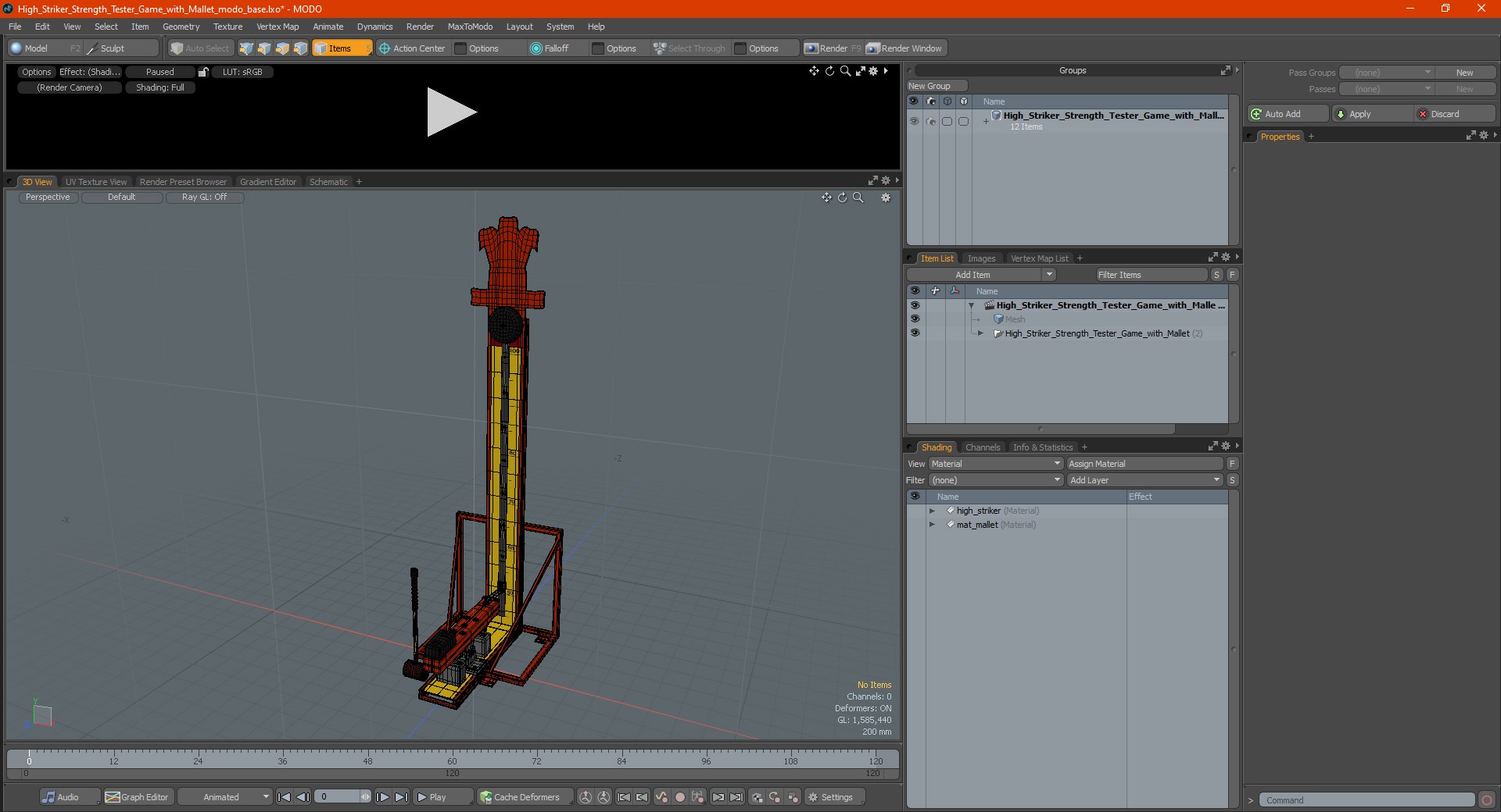 High Striker Strength Tester Game with Mallet model - TurboSquid 1736732