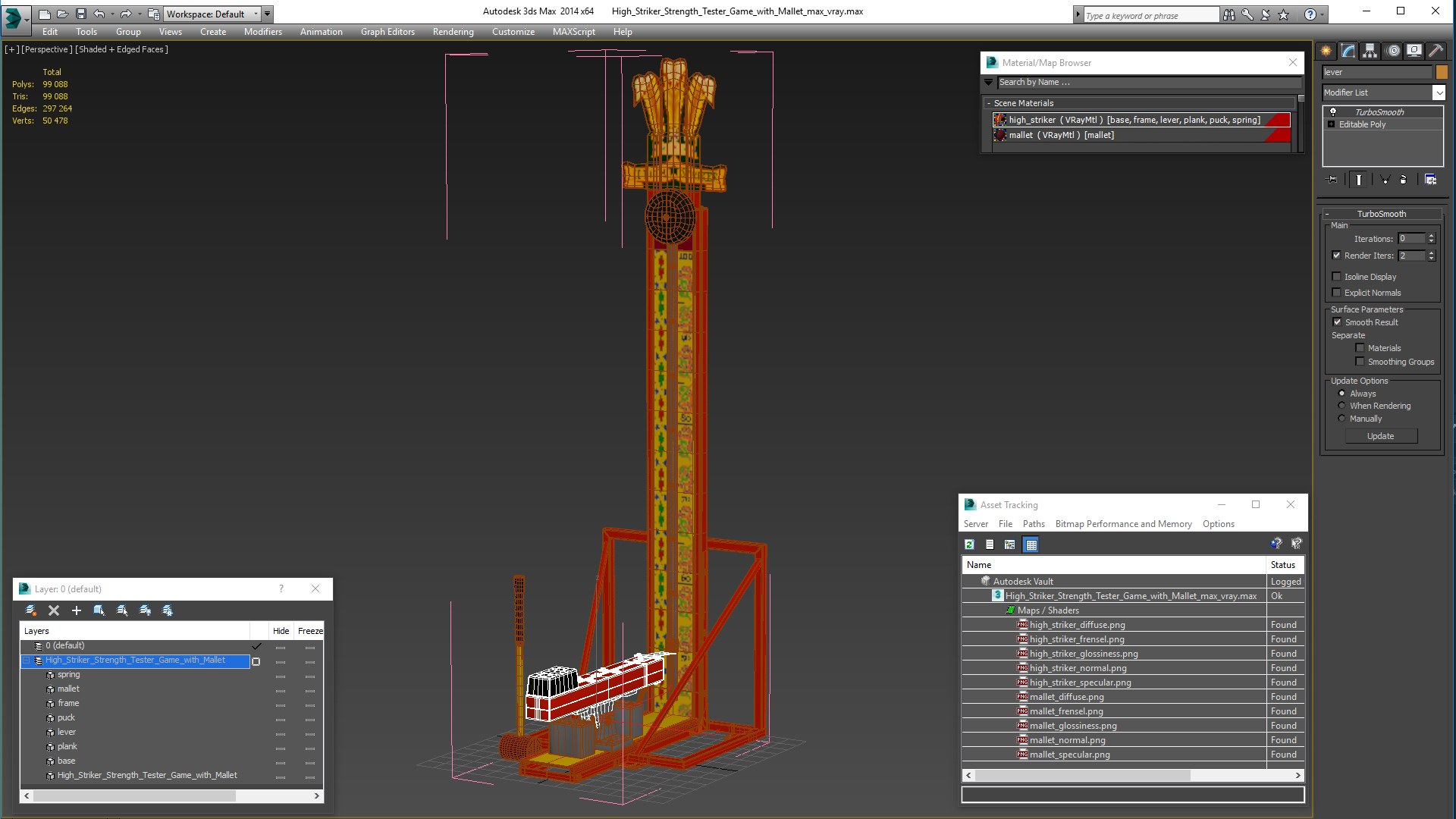 High Striker Strength Tester Game with Mallet model - TurboSquid 1736732