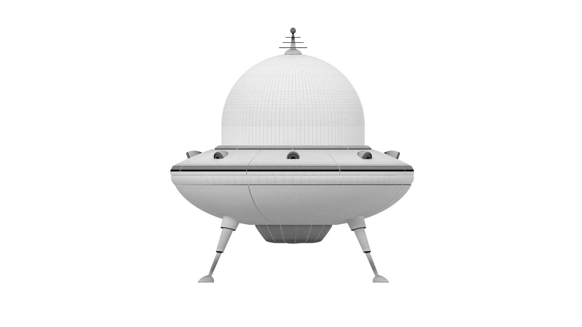 Cartoon Retro UFO 3D Model - TurboSquid 2081700