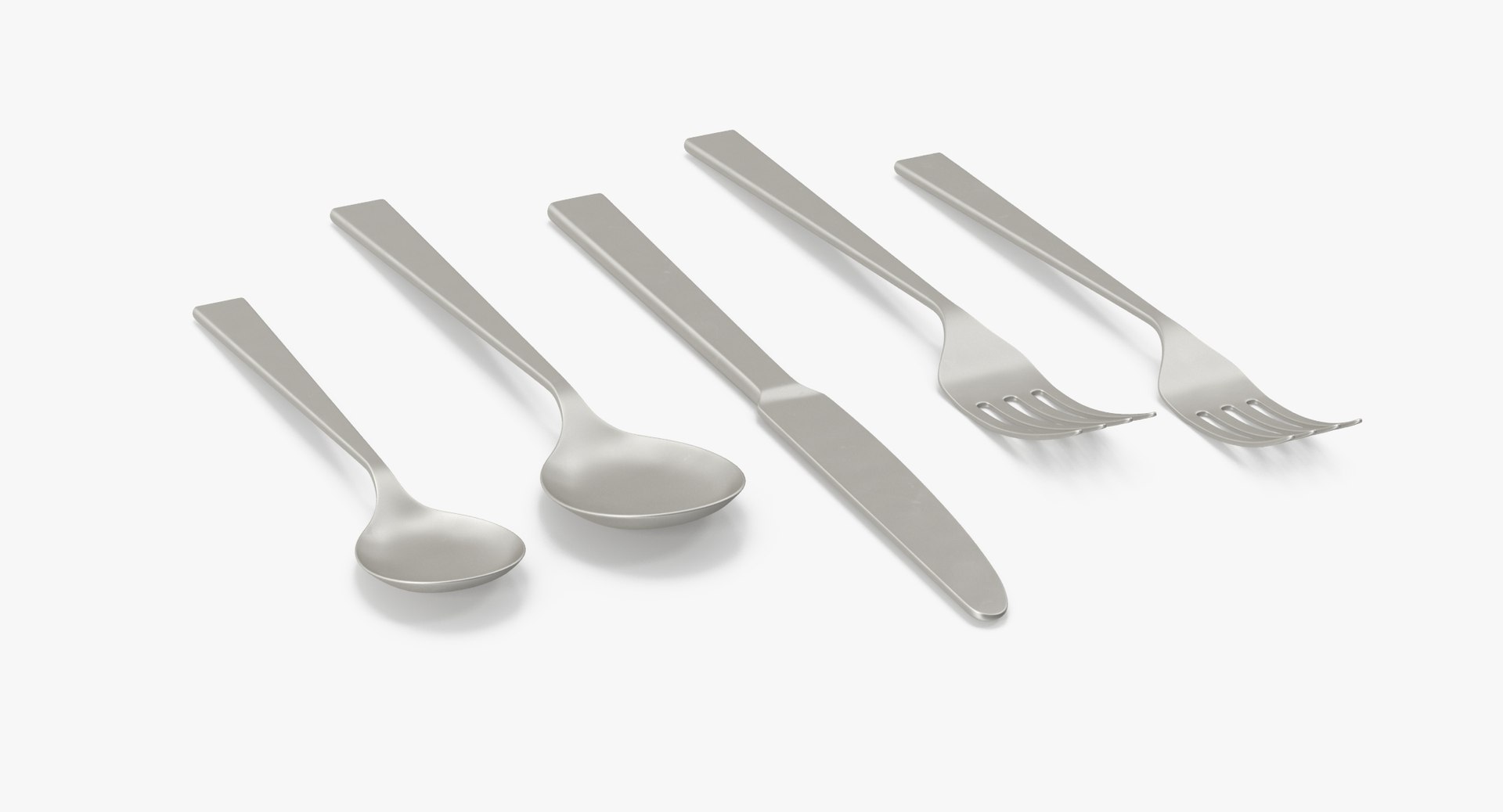Simple Flatware Set 02 3d Model