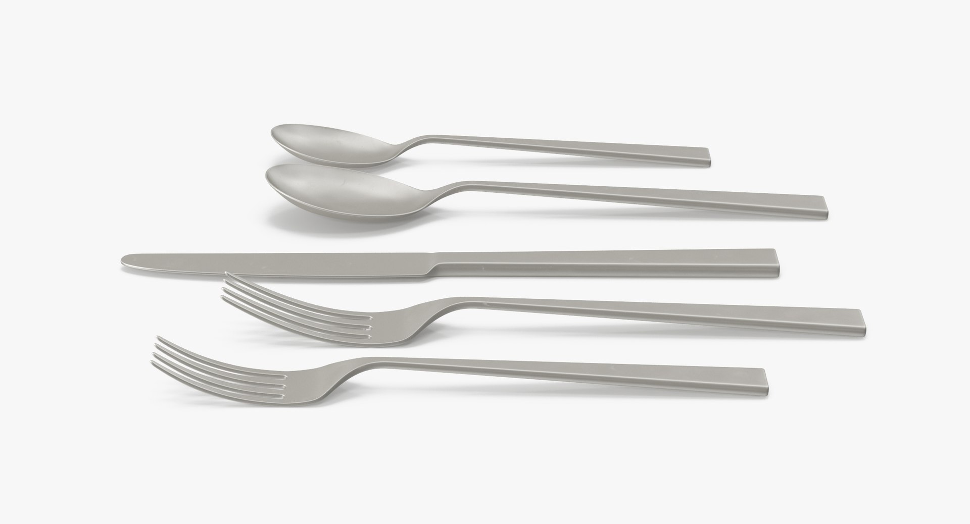 Simple Flatware Set 02 3d Model
