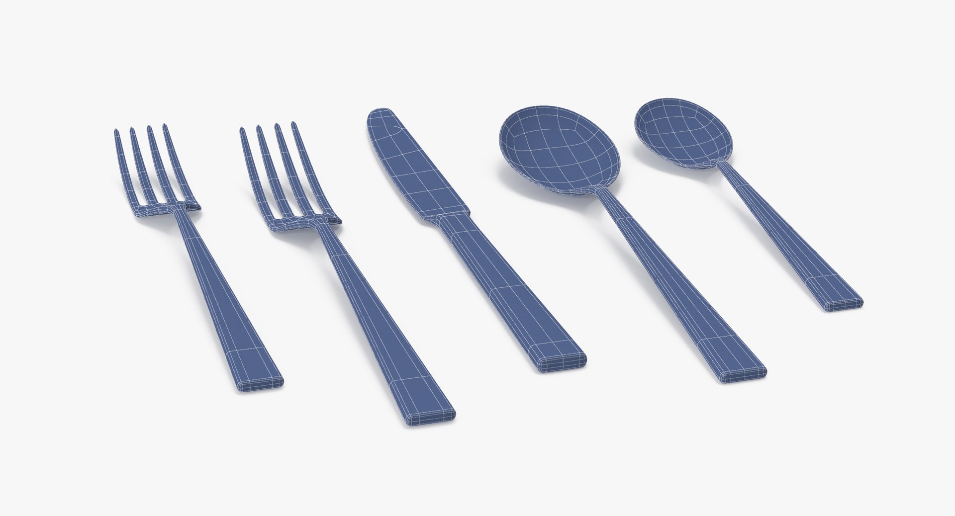 Simple Flatware Set 02 3d Model