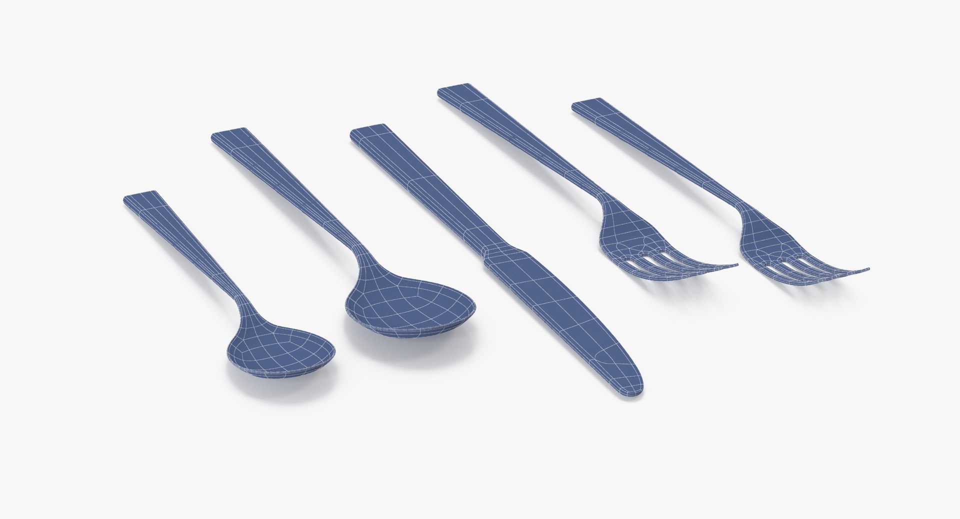 Simple Flatware Set 02 3d Model