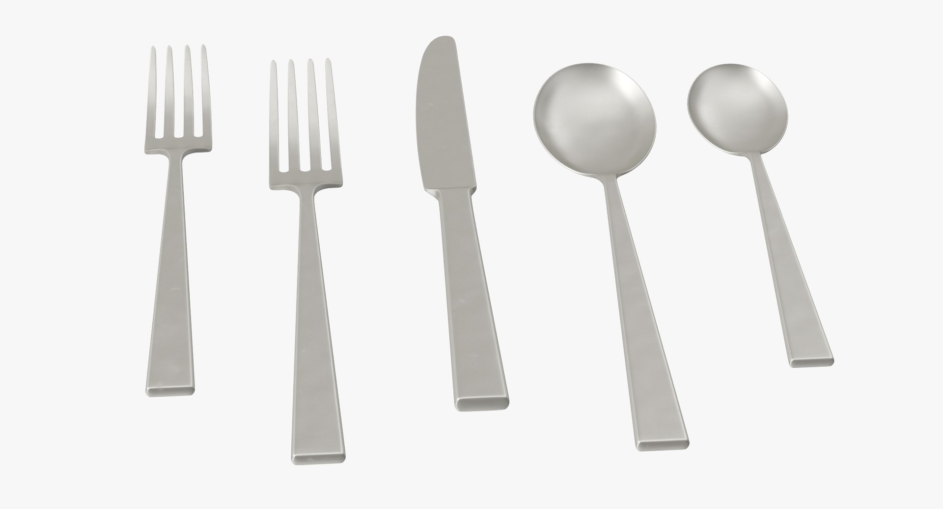 Simple Flatware Set 02 3d Model