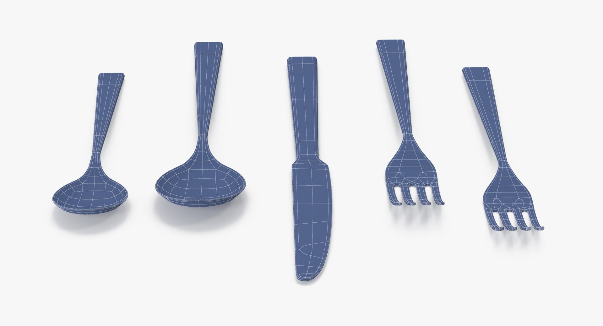 Simple Flatware Set 02 3d Model