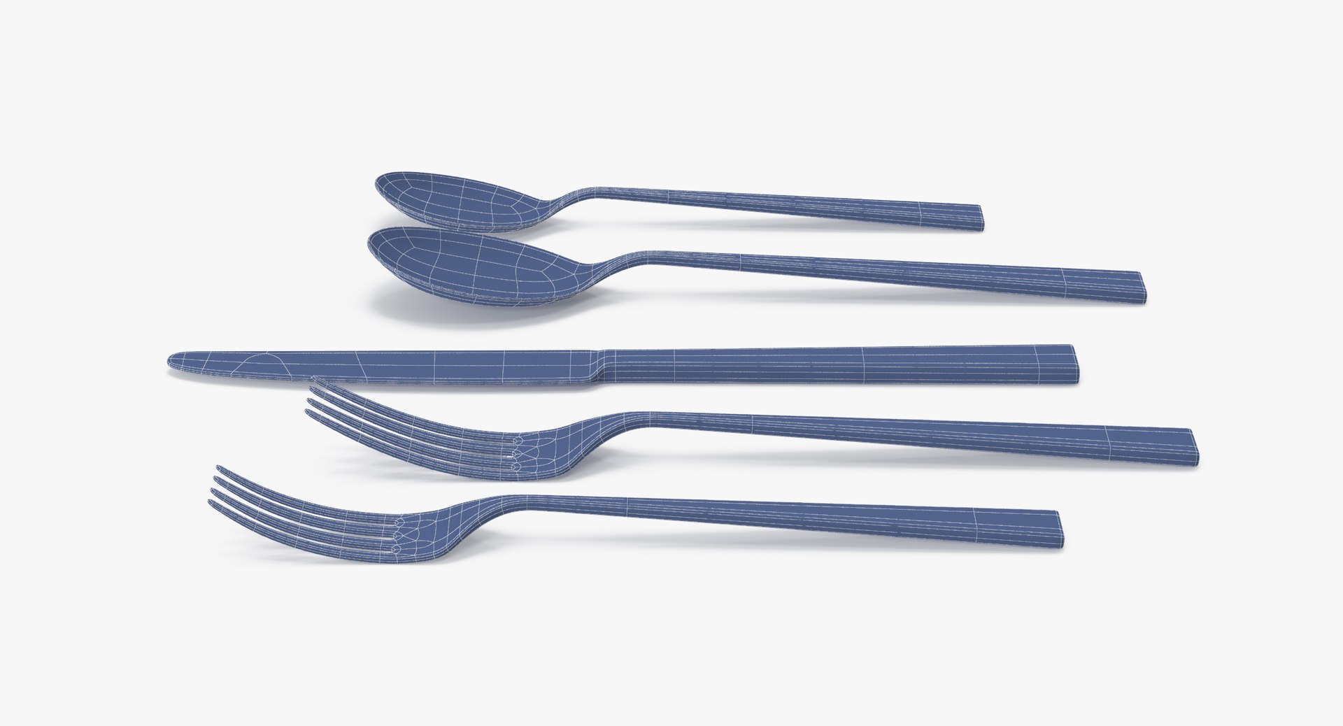 Simple Flatware Set 02 3d Model