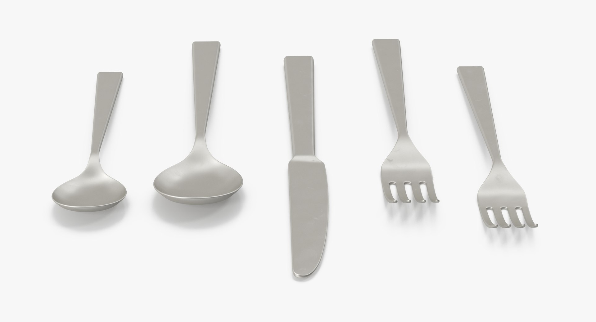 Simple Flatware Set 02 3d Model