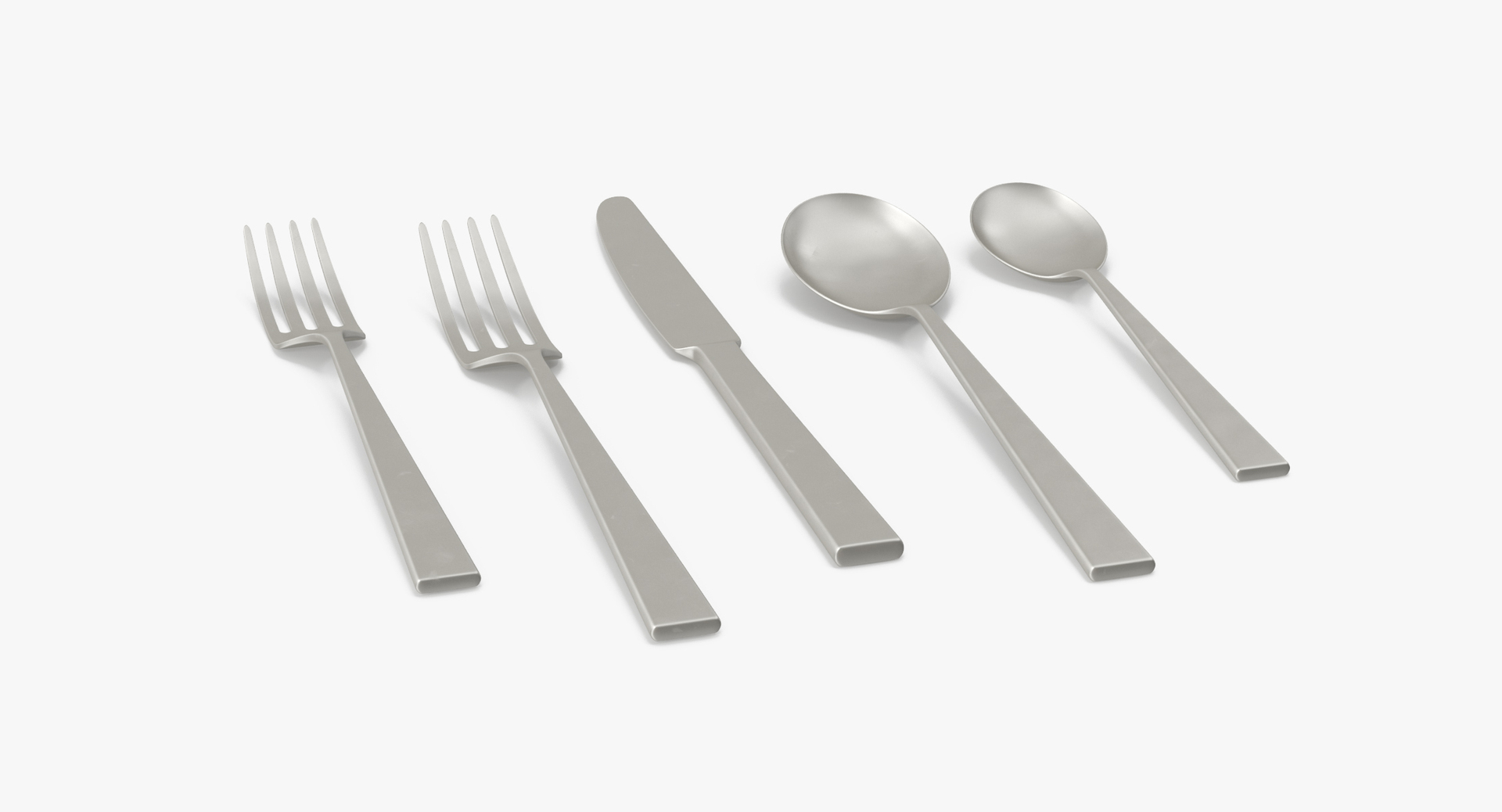 Simple Flatware Set 02 3d Model