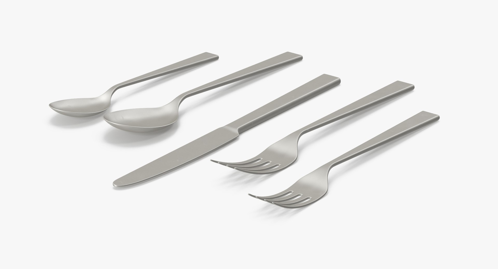 Simple Flatware Set 02 3d Model