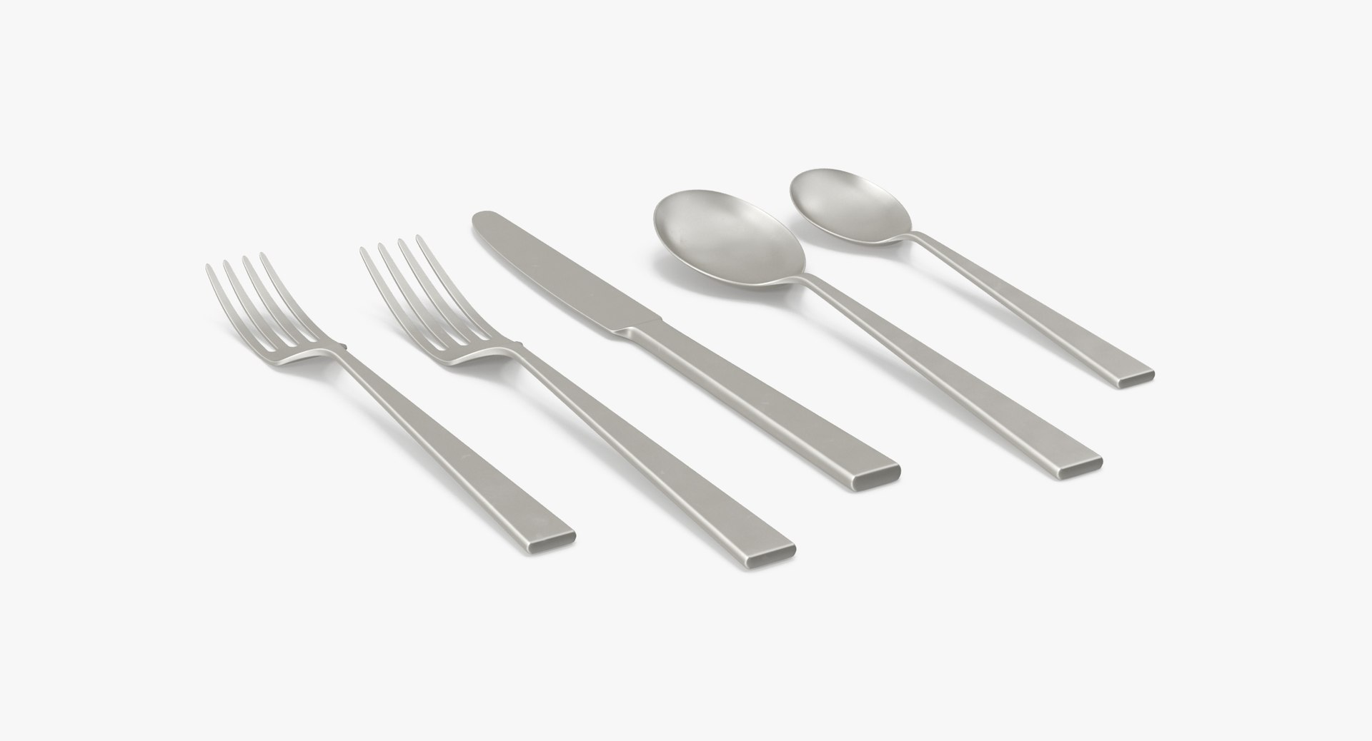 Simple Flatware Set 02 3d Model