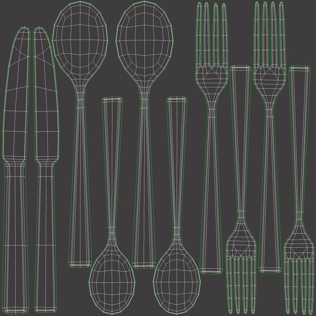 simple flatware set 02 3d model